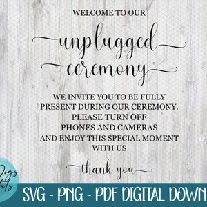 Unplugged Ceremony SVG | Unplugged Wedding SVG | Wedding Sign SVG ...