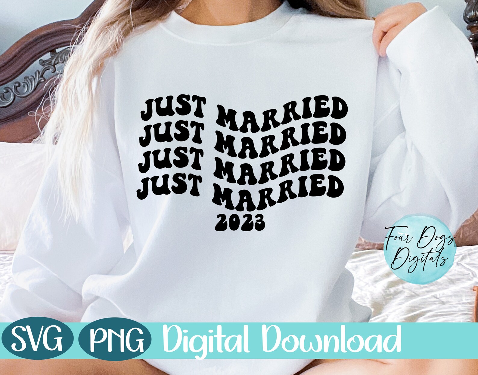 Just Married SVG, Newlywed Svg, Just Married 2023 Svg, Wavey Text Wife ...