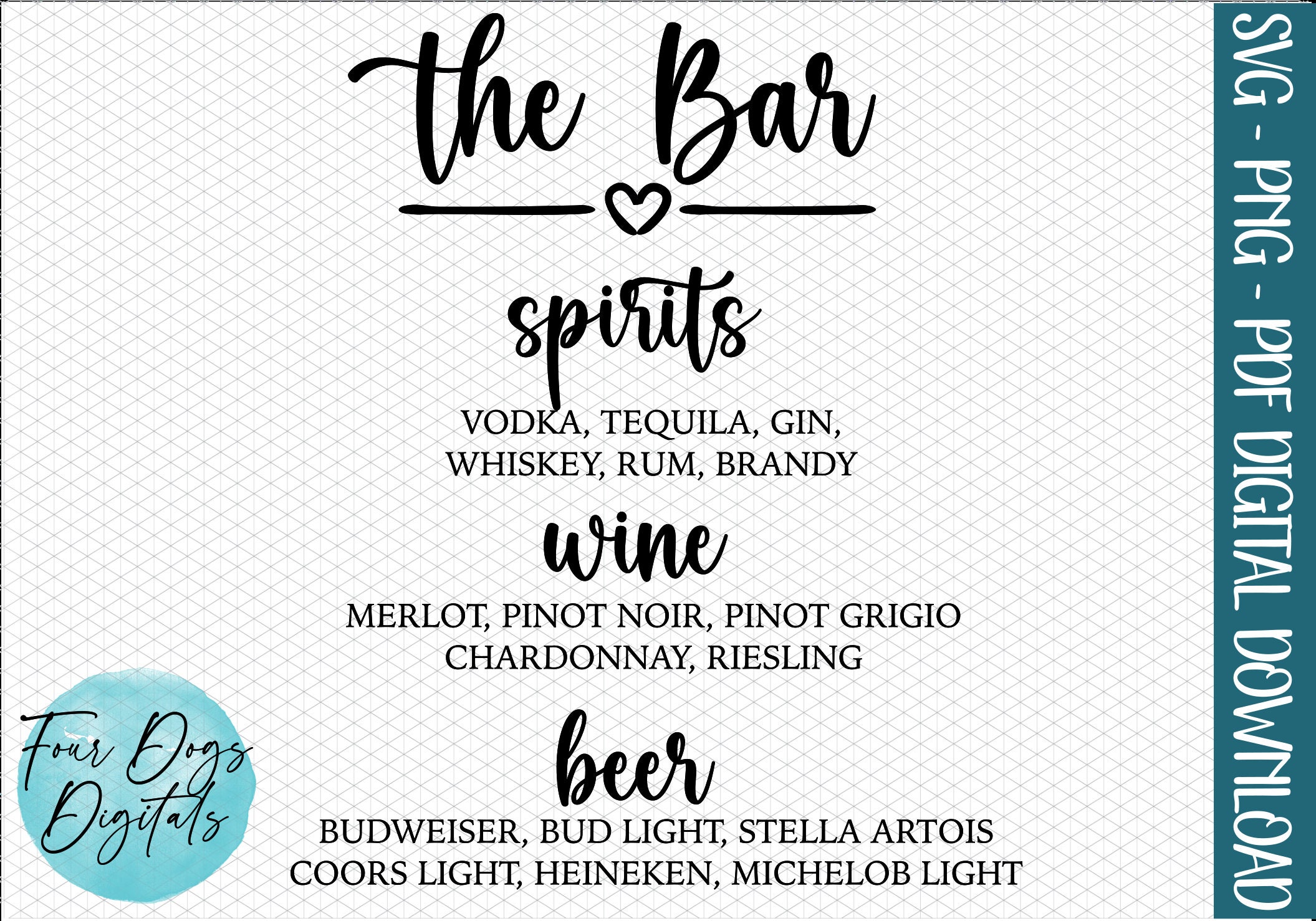Bar Menu Svg Wedding Svg Reception Bar Svg Wedding Sign | Etsy UK