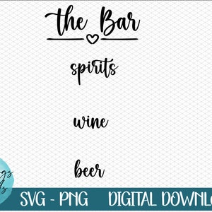 Bar Menu Svg, Wedding Svg, Reception Bar Svg, Wedding Sign Svg, the Bar ...