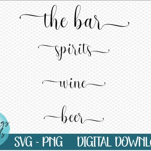 Bar Menu Svg, Wedding Svg, Reception Bar Svg, Wedding Sign Svg, the Bar ...