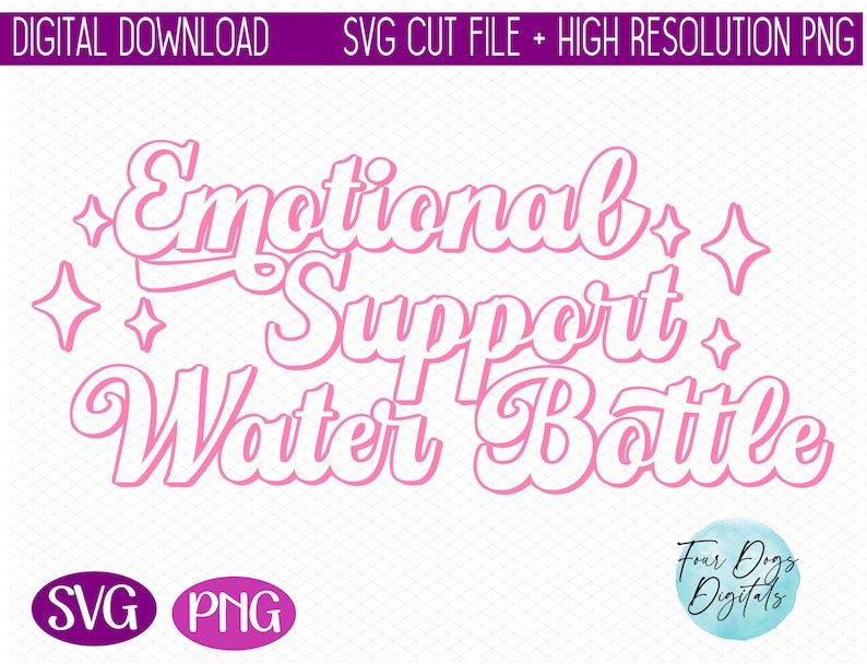 Emotional Support Water Bottle SVG PNG Mental Health Anxiety - Etsy