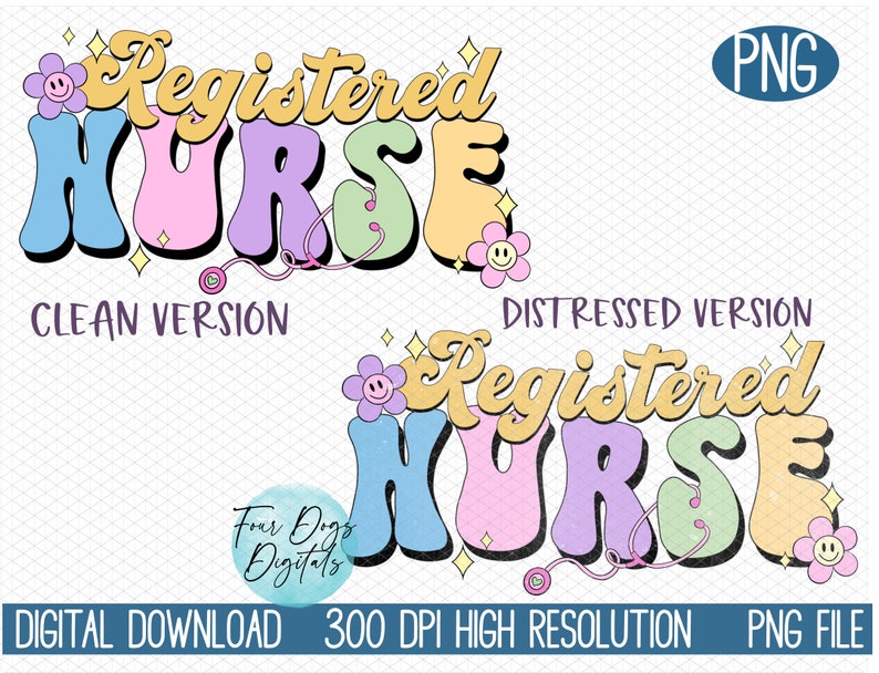 Registered Nurse PNG RN Png Groovy Nurse Png Retro Nurse - Etsy