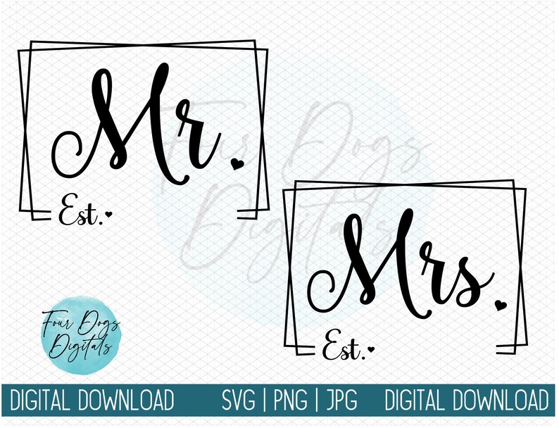 Mr. Mrs Est 2022 SVG | Mr. Mrs Est 2023 | Newlyweds SVG | Honeymoon ...