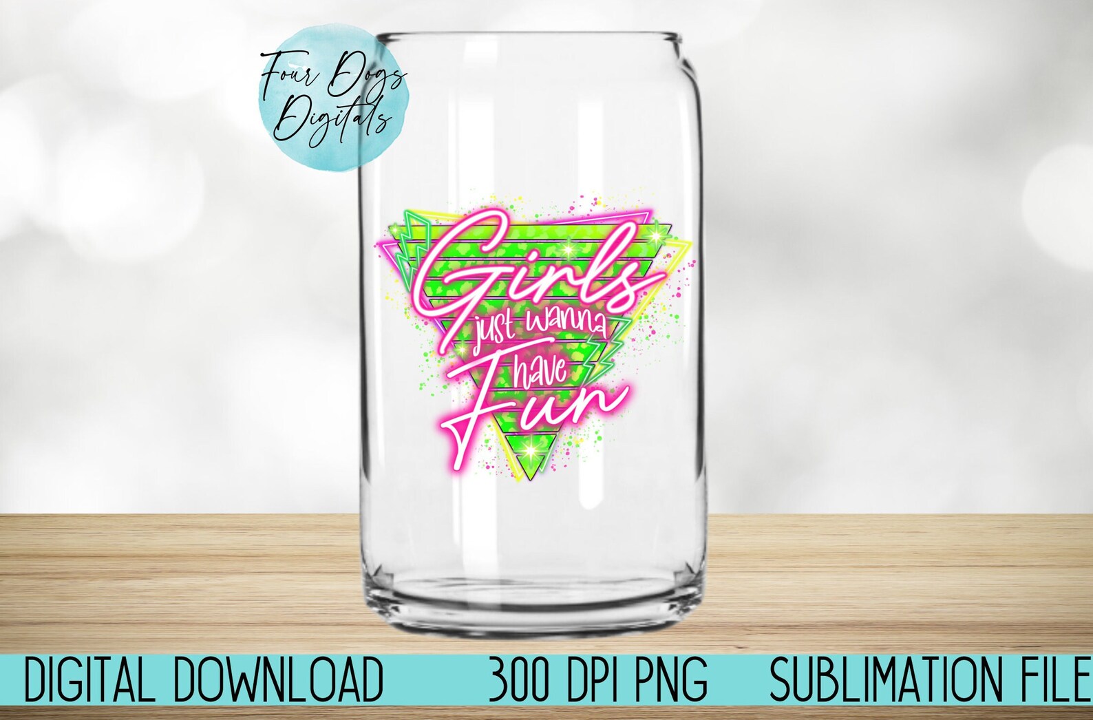 Girls Just Wanna Have Fun PNG, 80's Neon Retro PNG, Pink 80's Style ...