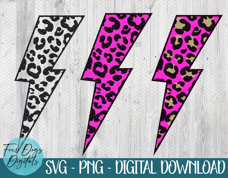 Leopard Print Lightning Bolt SVG Layered Lightning Bolt Svg - Etsy