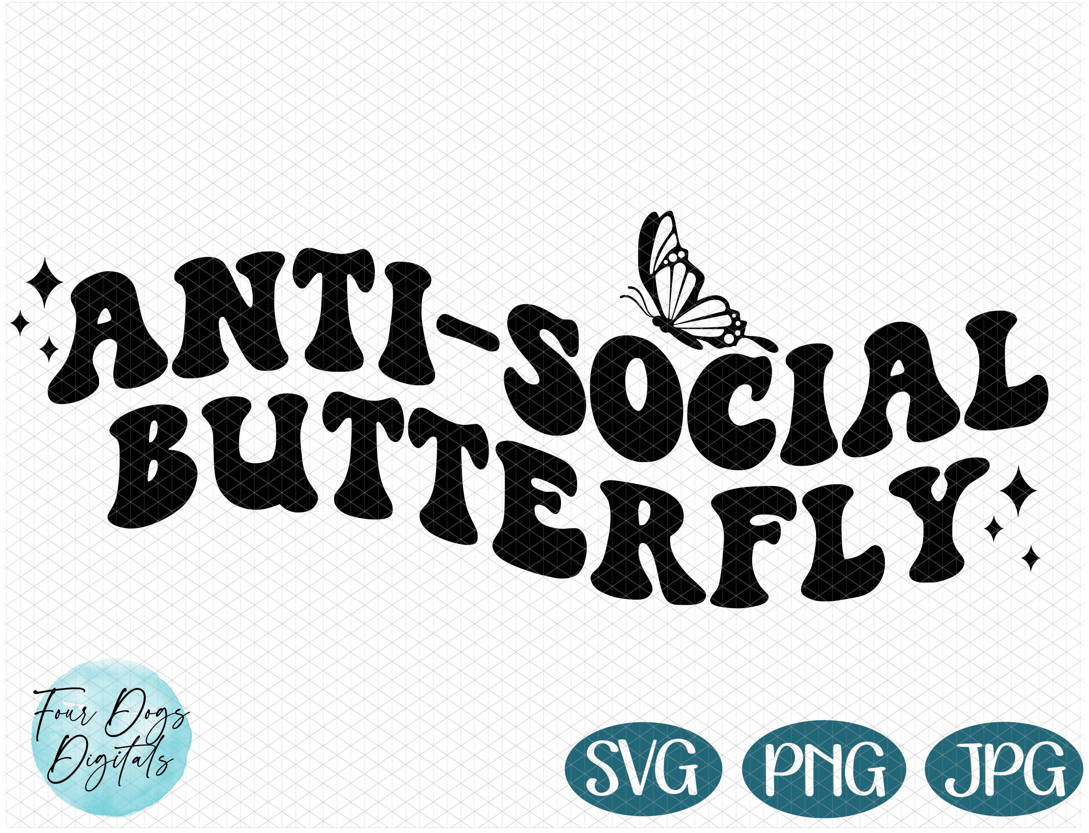 Anti-social Butterfly Svg Introvert Svg Antisocial Svg Wavy - Etsy