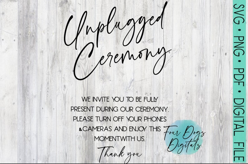 Unplugged Ceremony SVG Unplugged Wedding SVG Wedding Sign - Etsy