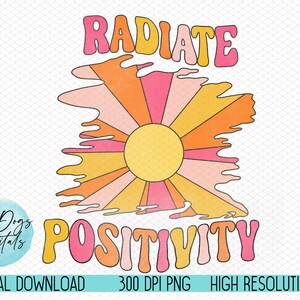 Radiate Positivity PNG, Sunshine Png, 70's Png, 70's Retro Png, Daily ...