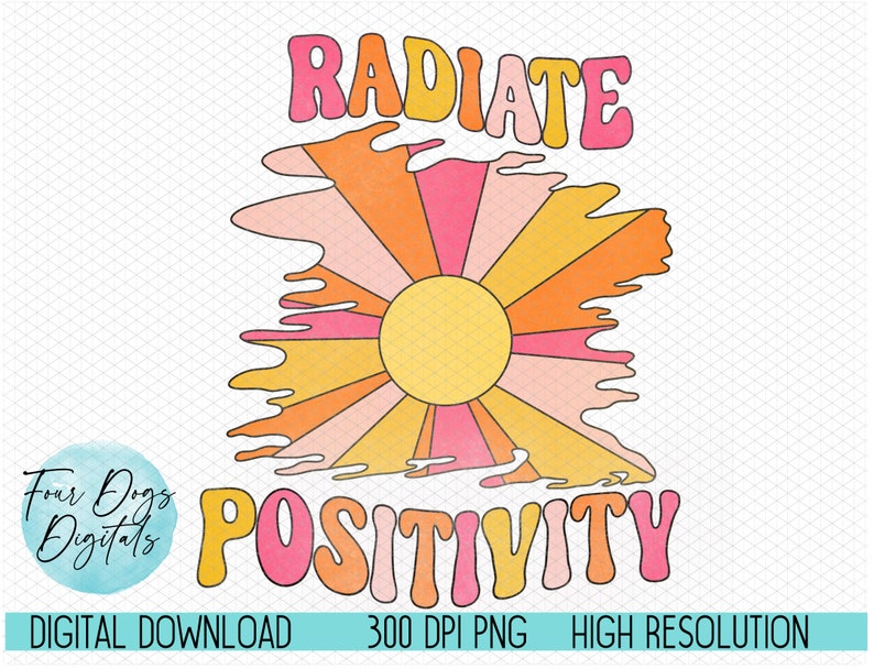 Radiate Positivity PNG, Sunshine Png, 70's Png, 70's Retro Png, Daily ...
