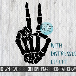 Skeleton Peace Sign PNG, Svg, Distressed Skeleton Peace Sign PNG, Peace ...
