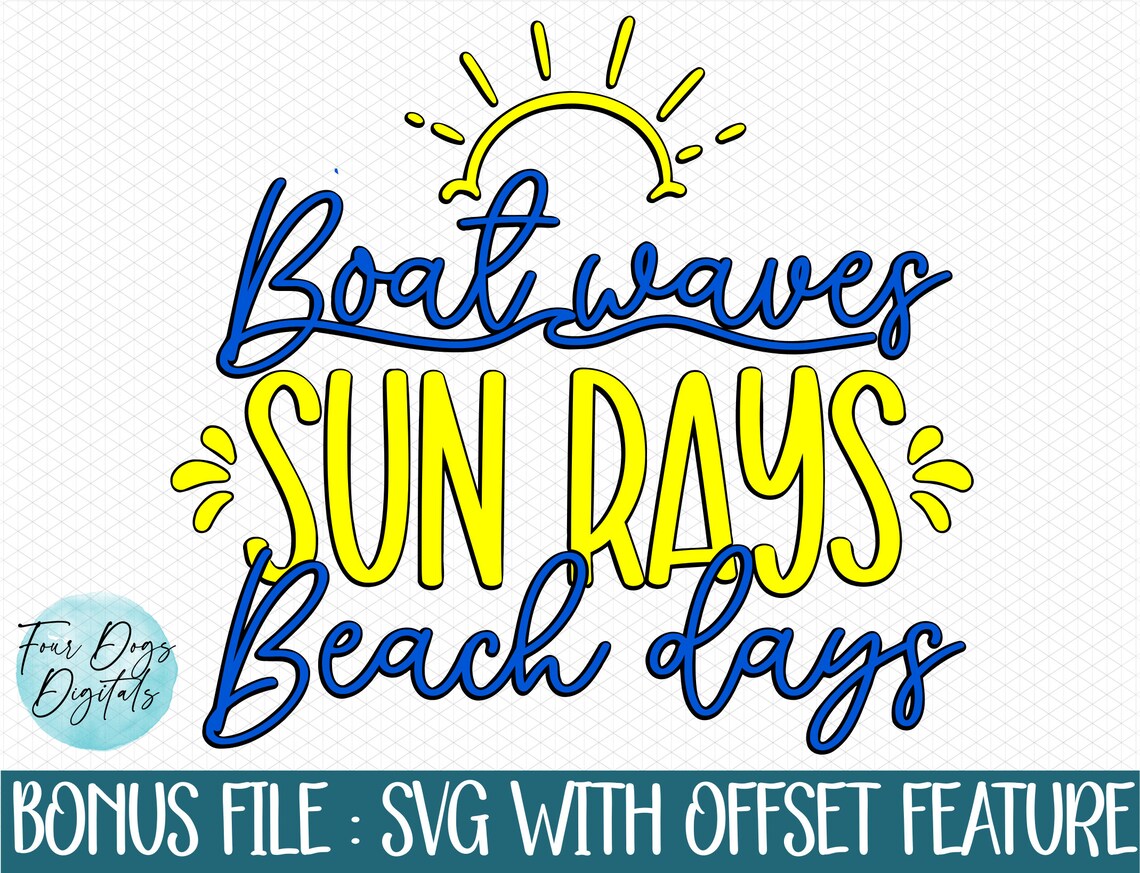 Boat Waves Sun Rays Beach Days Svg Beach Svg Beach Vibes - Etsy