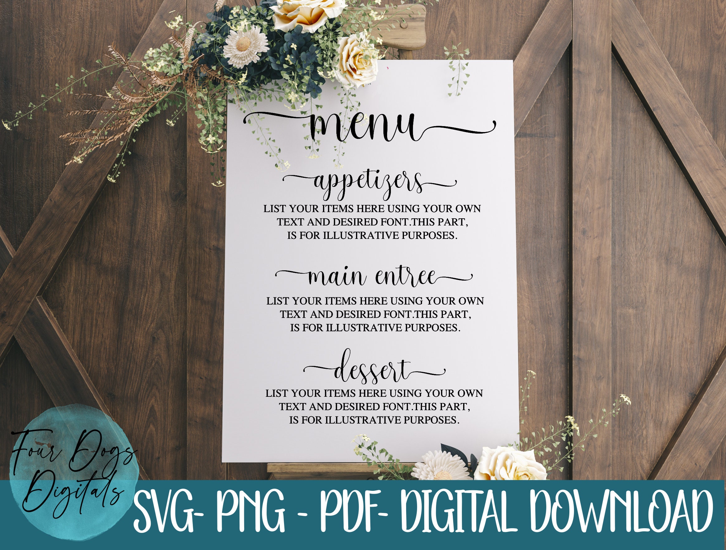 Wedding Menu Svg Menu Svg Wedding Svg Wedding Menu Sign | Etsy