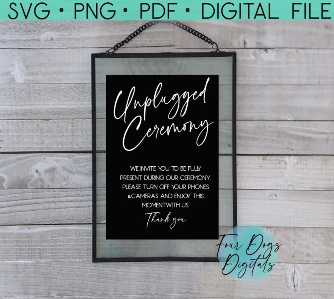 Unplugged Ceremony SVG Unplugged Wedding SVG Wedding Sign - Etsy