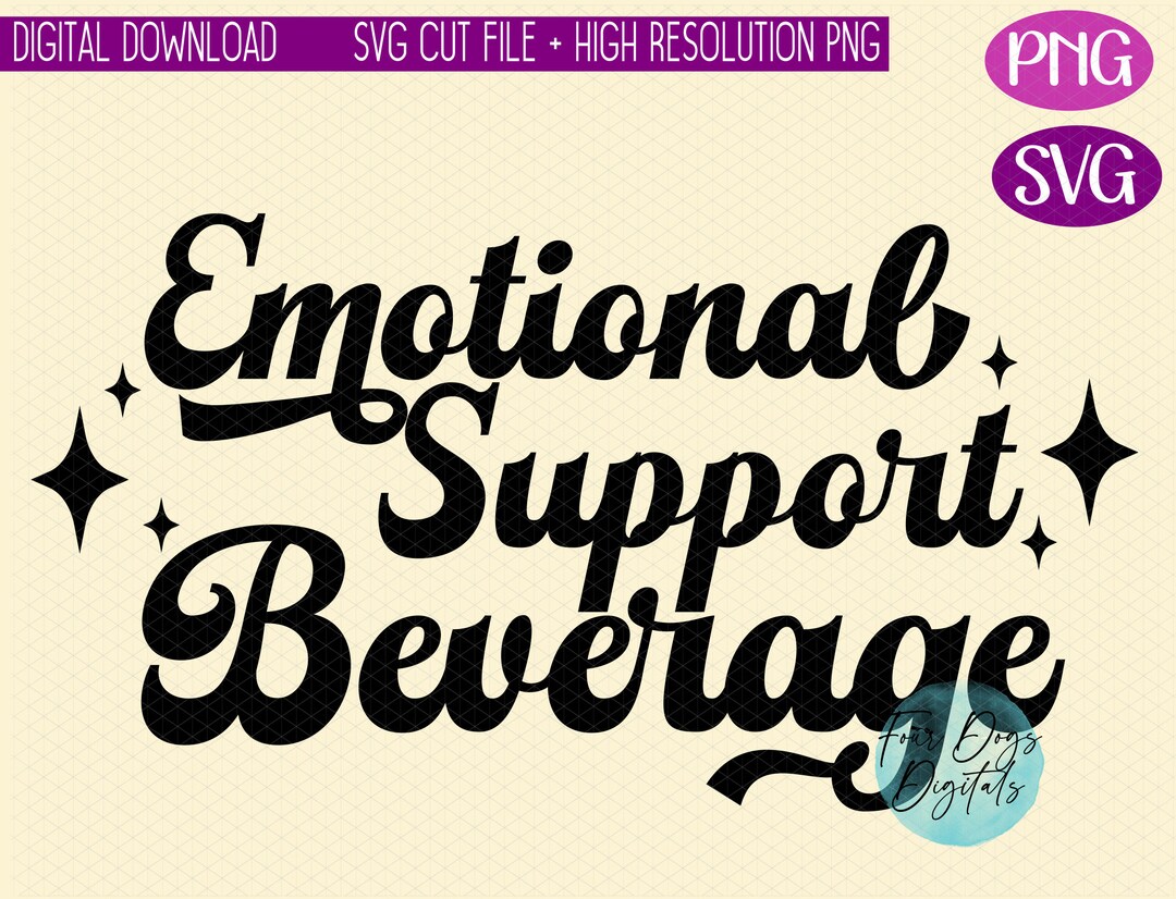 Emotional Support Beverage SVG, Water Bottle Svg Png, Retro, Drink More ...