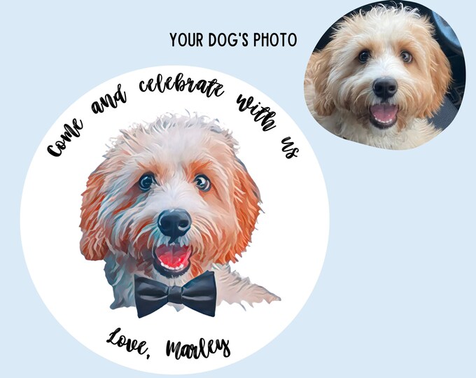 Custom Dog Stickers Personalized Dog Wedding Stickers Dog Wedding ...