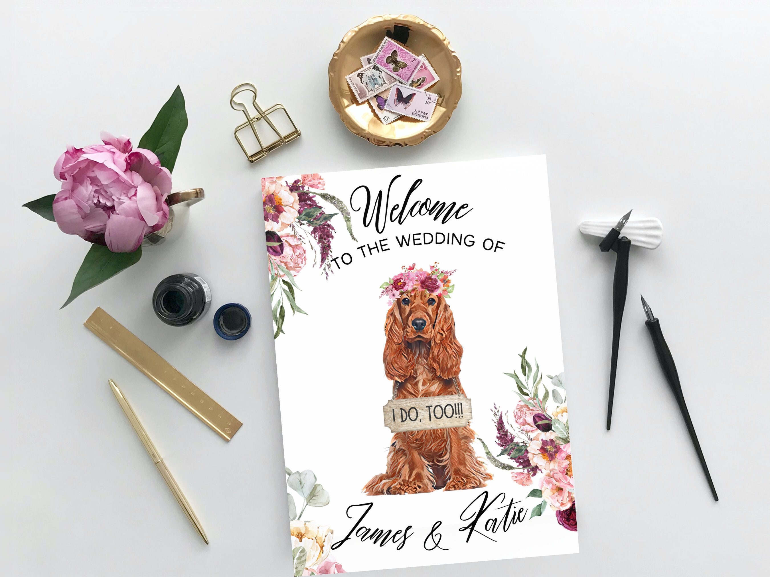 Dog Wedding Welcome Sign Wedding Dog Sign A4 Custom Dog - Etsy