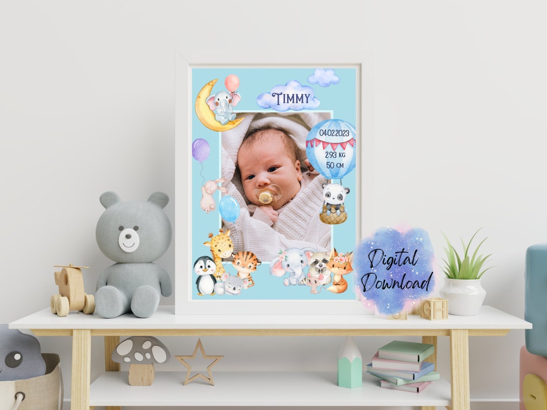 Baby Birth Card Printable Baby Birth Announcement Nursery - Etsy