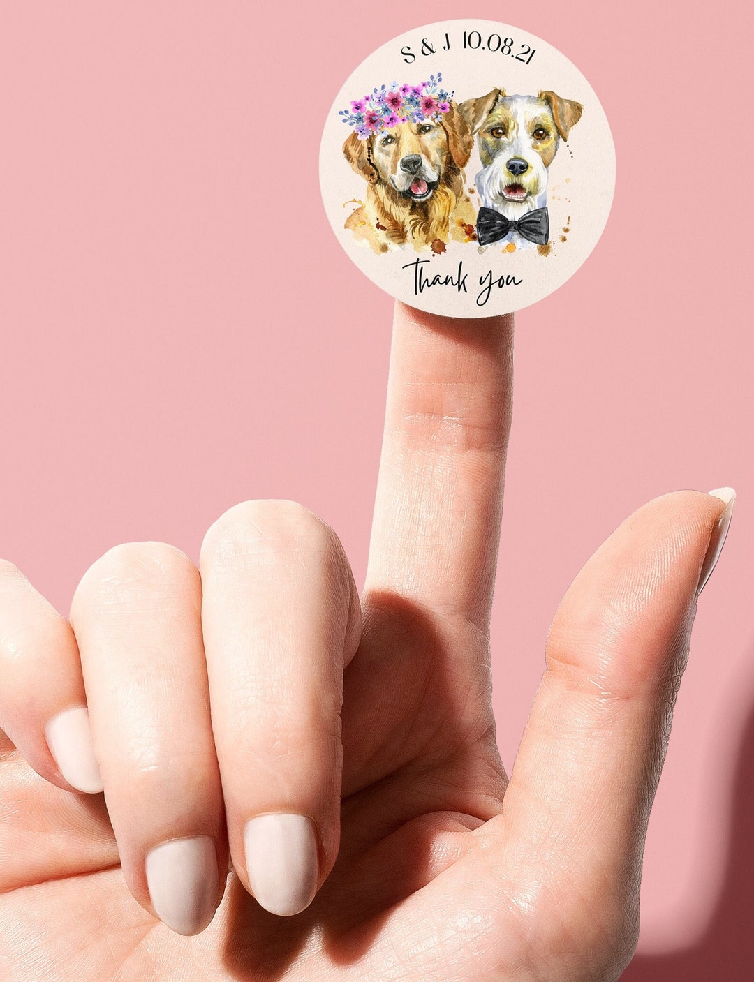 Dog Wedding Stickers | Custom Wedding Label | Wedding Favor Labels ...