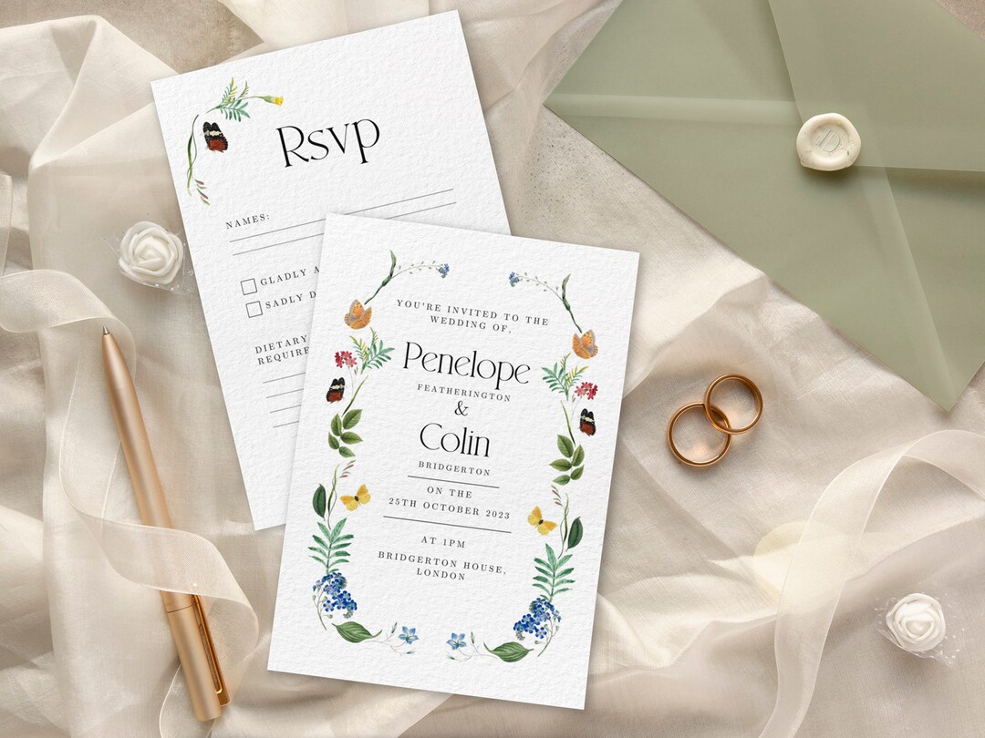 Vintage Cottagecore Invitation Printable Template, Editable Wedding ...