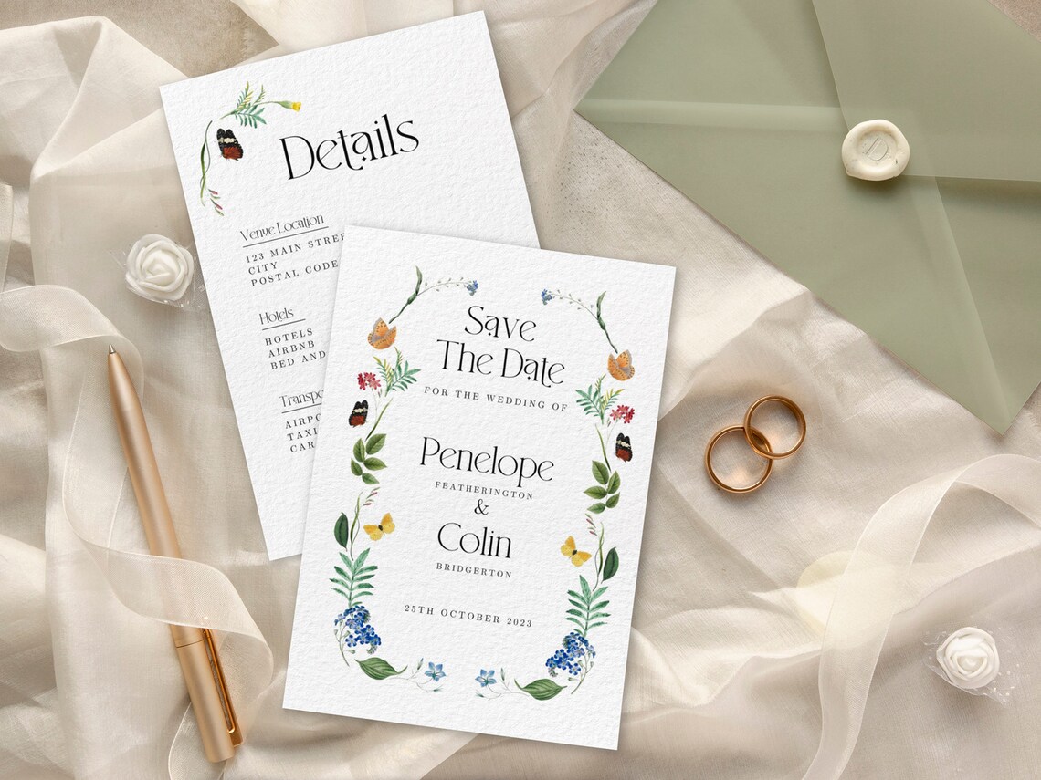 Vintage Cottagecore Invitation Printable Template, Editable Wedding ...