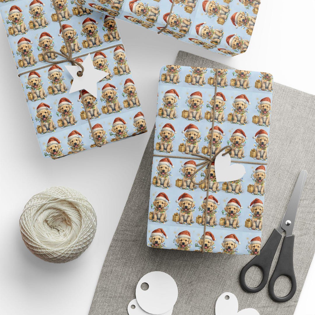 Christmas Labrador Puppy Wrapping Paper for Dog Lovers, Holiday Gift ...