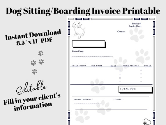 Free Printable Dog Invoice Template