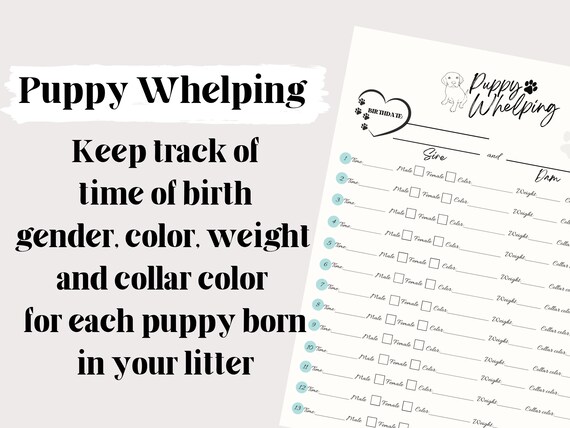 Printable Puppy Whelping Litter Record - Etsy