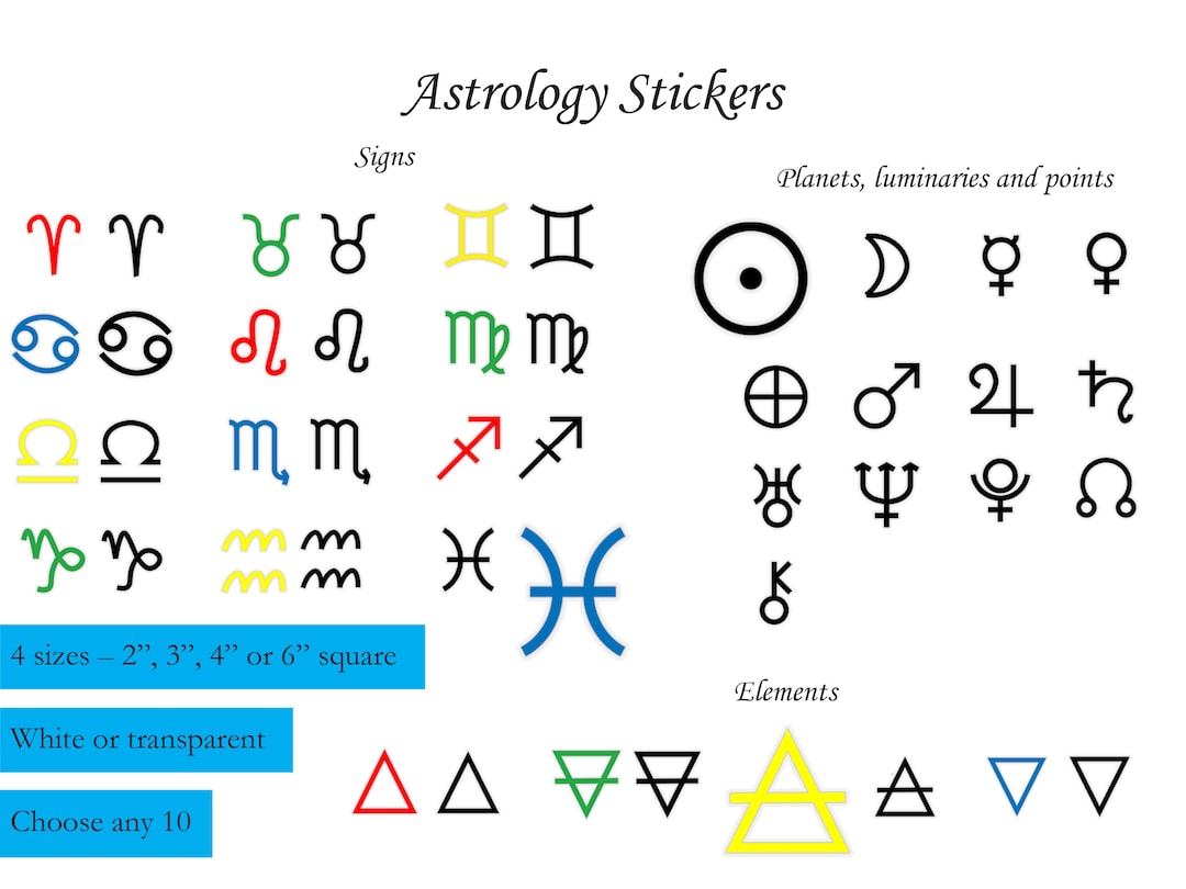 Astrology and Zodiac Stickers, Choose Your Own Set of 10, Transparent ...