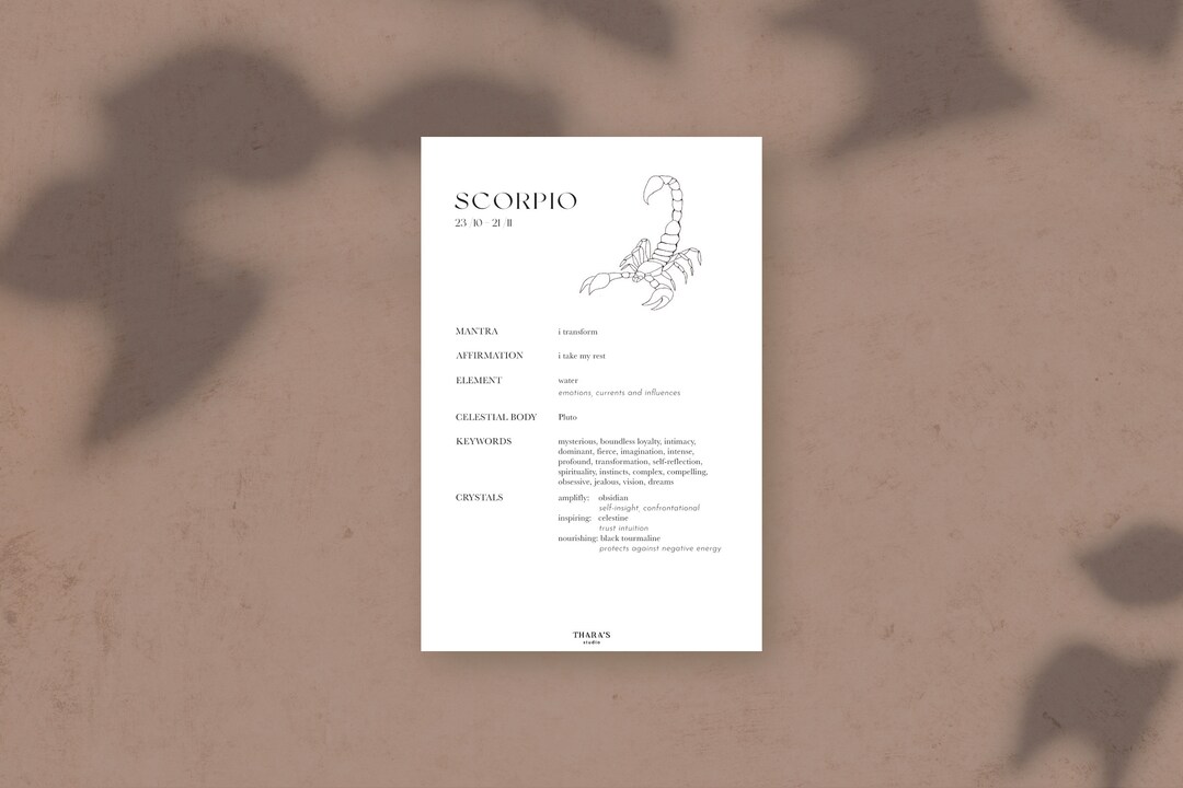Scorpio Zodiac Sign Astrology Printable PDF Dashboard Happy Planner ...