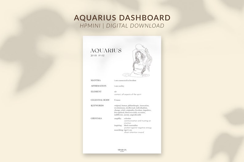 Aquarius Sign Astrology Planner Dashboard Hpmini PDF Happy Planner Mini ...