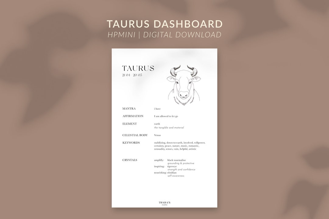 Taurus Zodiac Sign Astrology Planner Dashboard Hpmini PDF Happy Planner ...