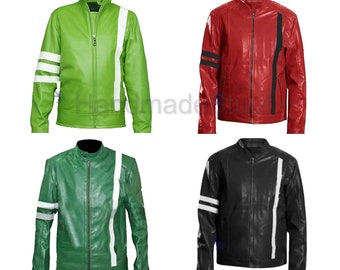 Handmade Ben Ten Red Leather Jacket, Ben 10 Tennyson Alien Swarm ...