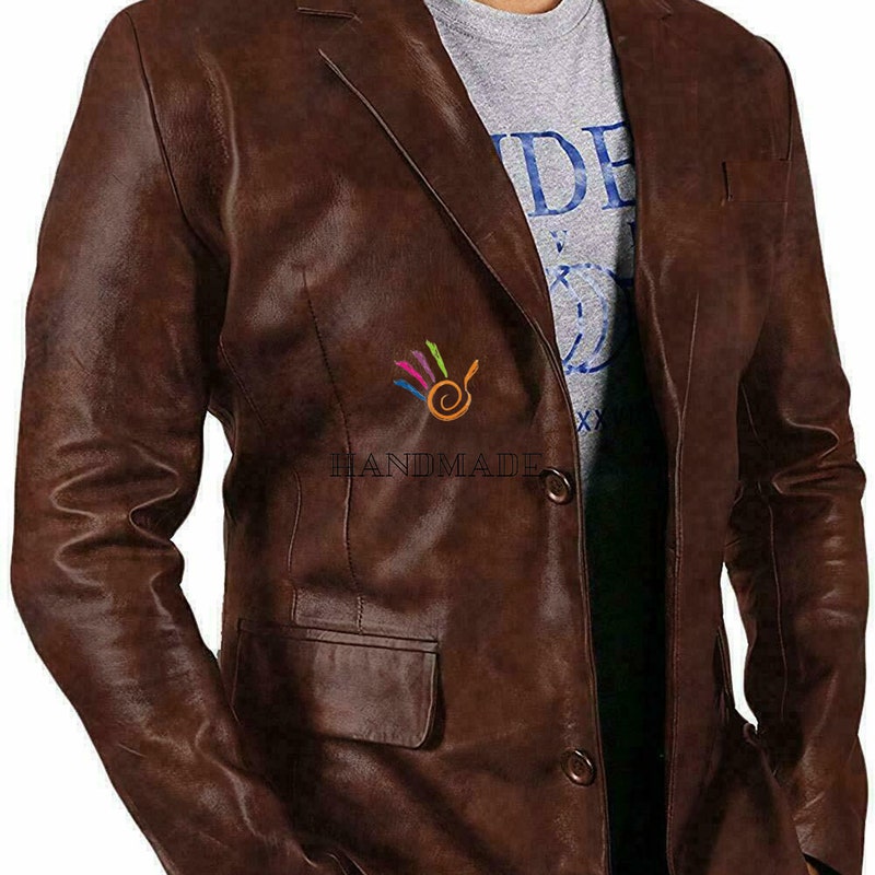 Leather Blazer Men 48 - Etsy