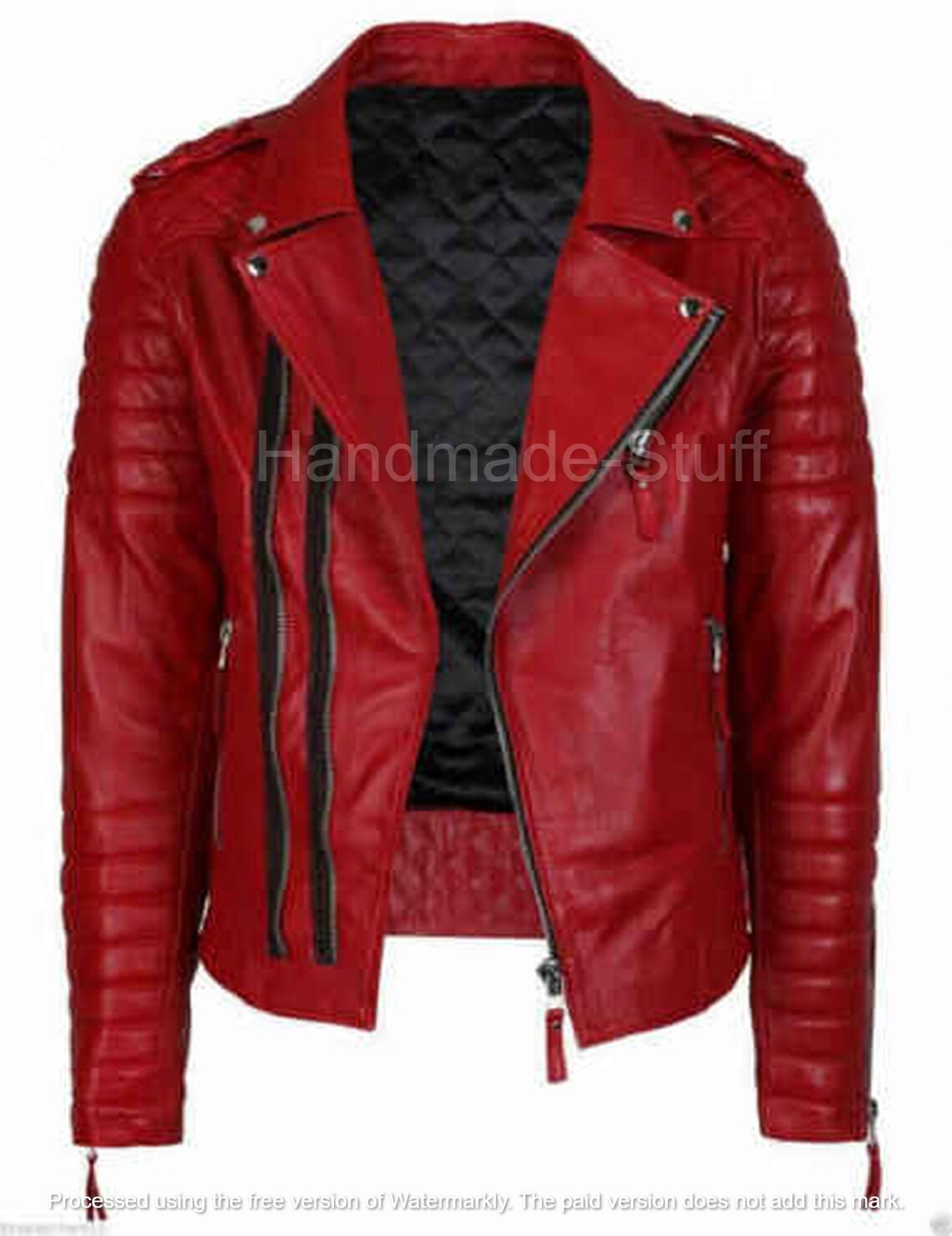 Jacket Leather Biker Red Men Genuine Motorcycle S Coat Real Lambskin ...