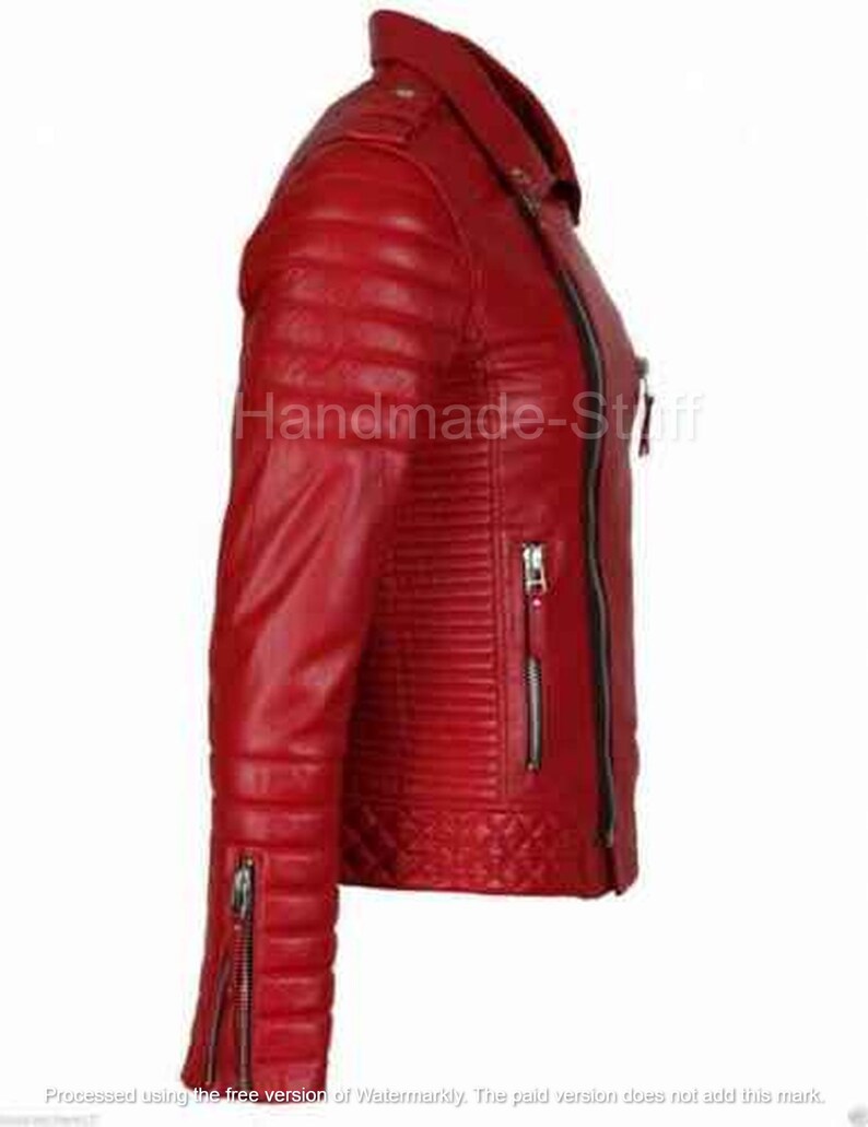 Jacket Leather Biker Red Men Genuine Motorcycle S Coat Real Lambskin ...