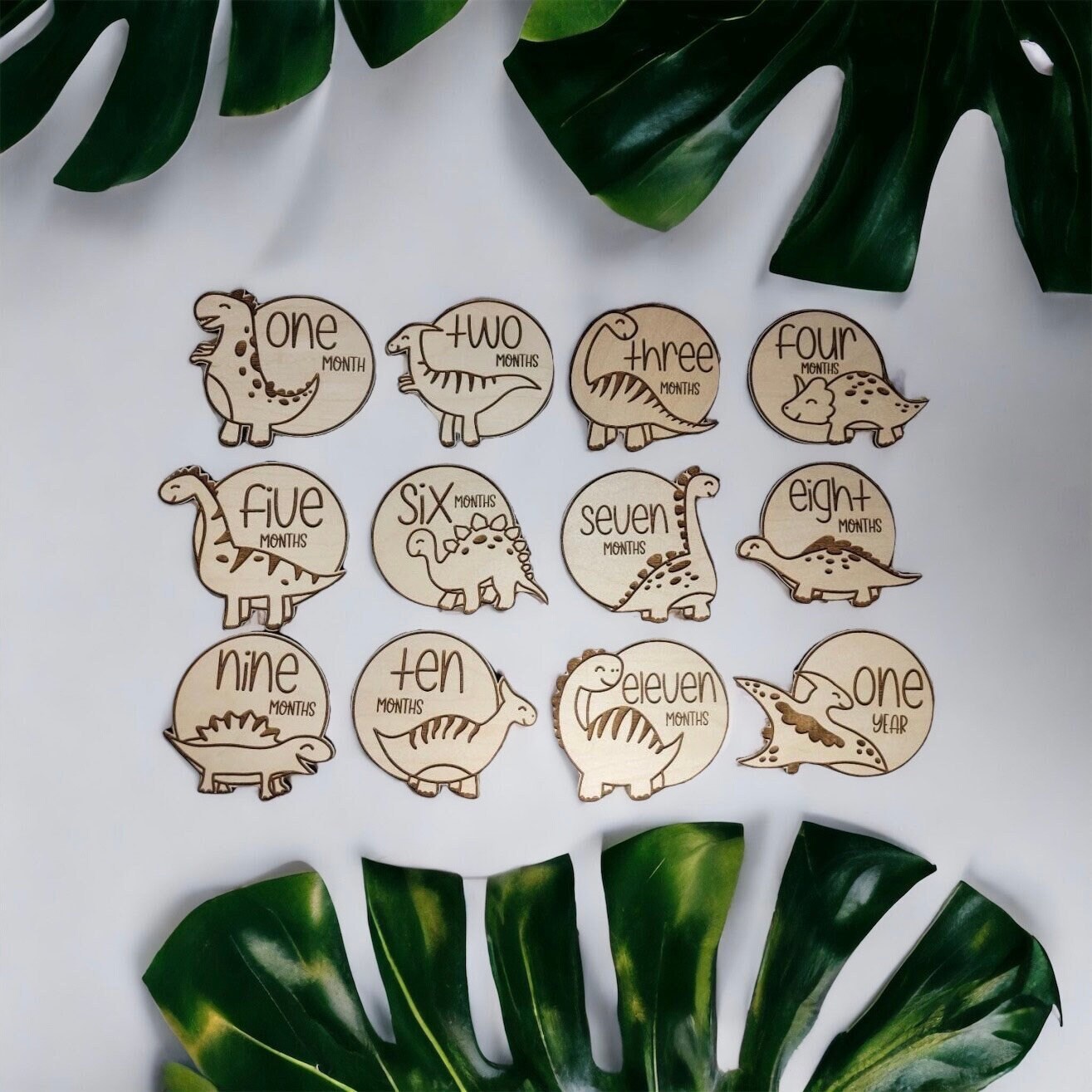 Baby Milestone Markers Dinosaur Theme Monthly Marker Wood Milestone ...