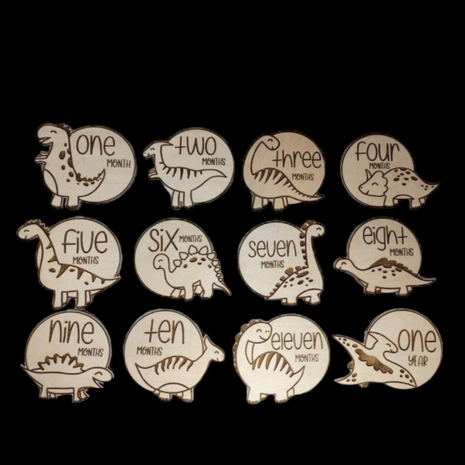 Baby Milestone Markers Dinosaur Theme Monthly Marker Wood Milestone ...