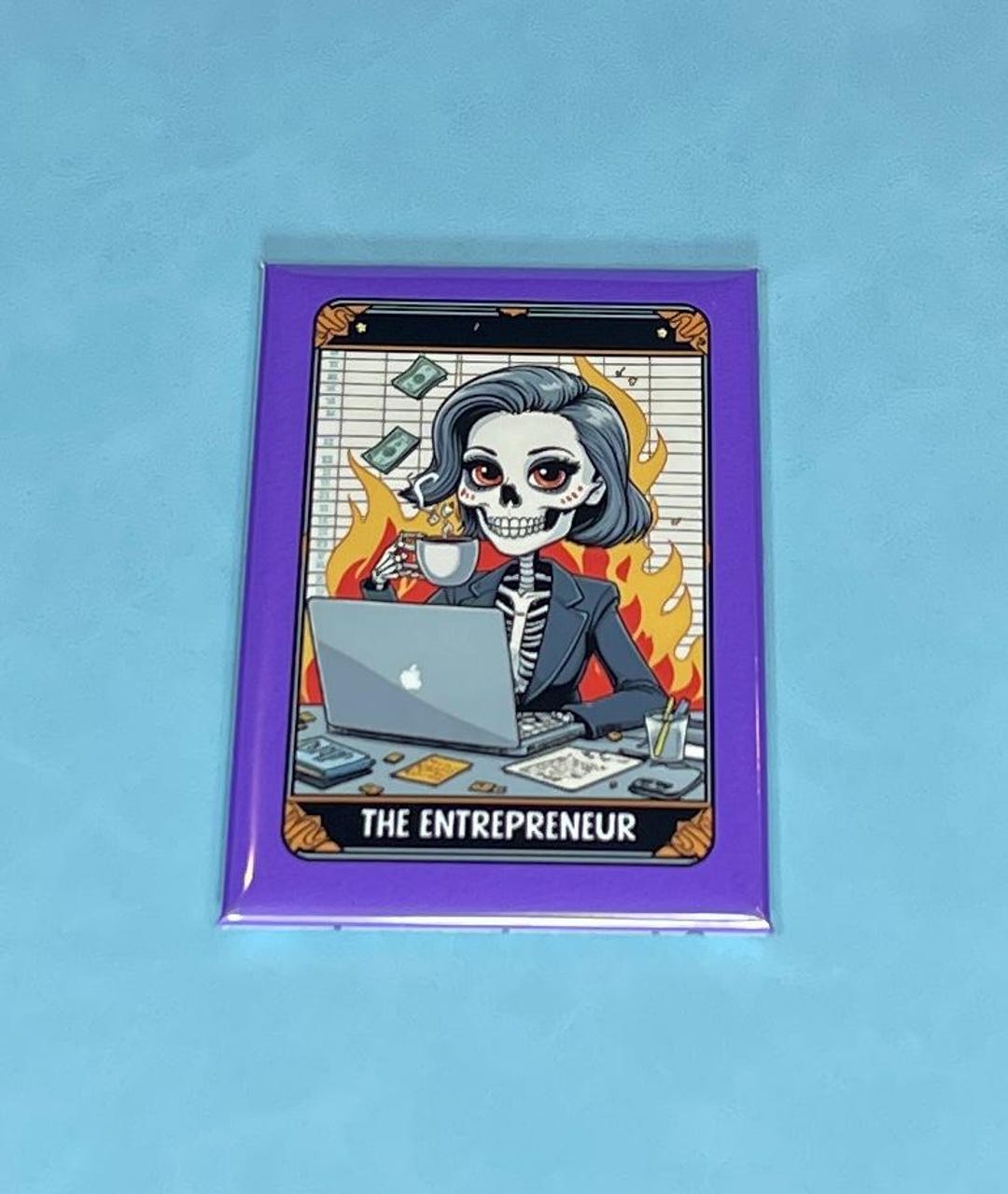 The Entrepreneur Skeleton Rectangle Magnet – Hustle Skull Fridge Decor ...