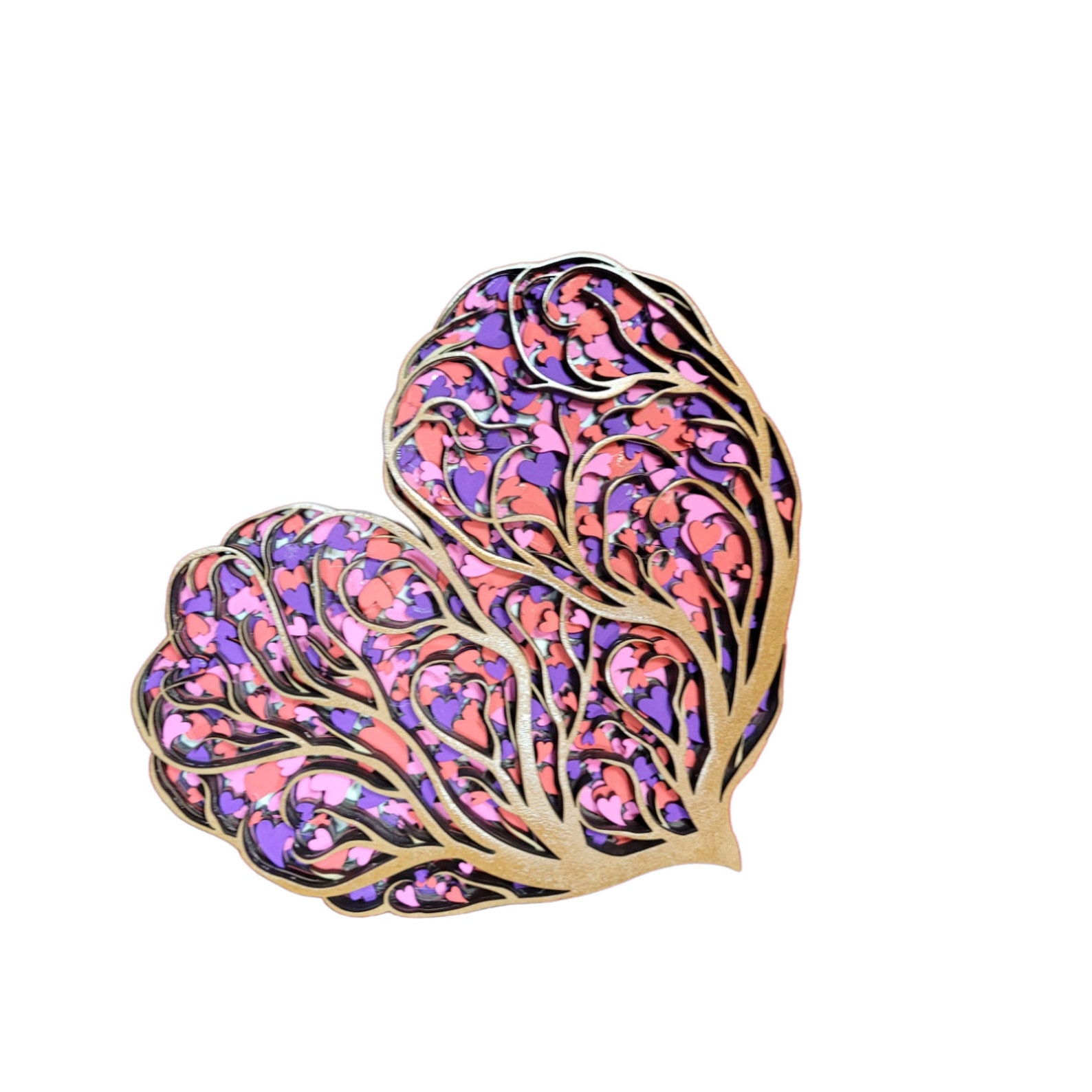 Sacred Geometry Heart 3-D Wood Art Living Room Art Heart Wall Art Laser ...