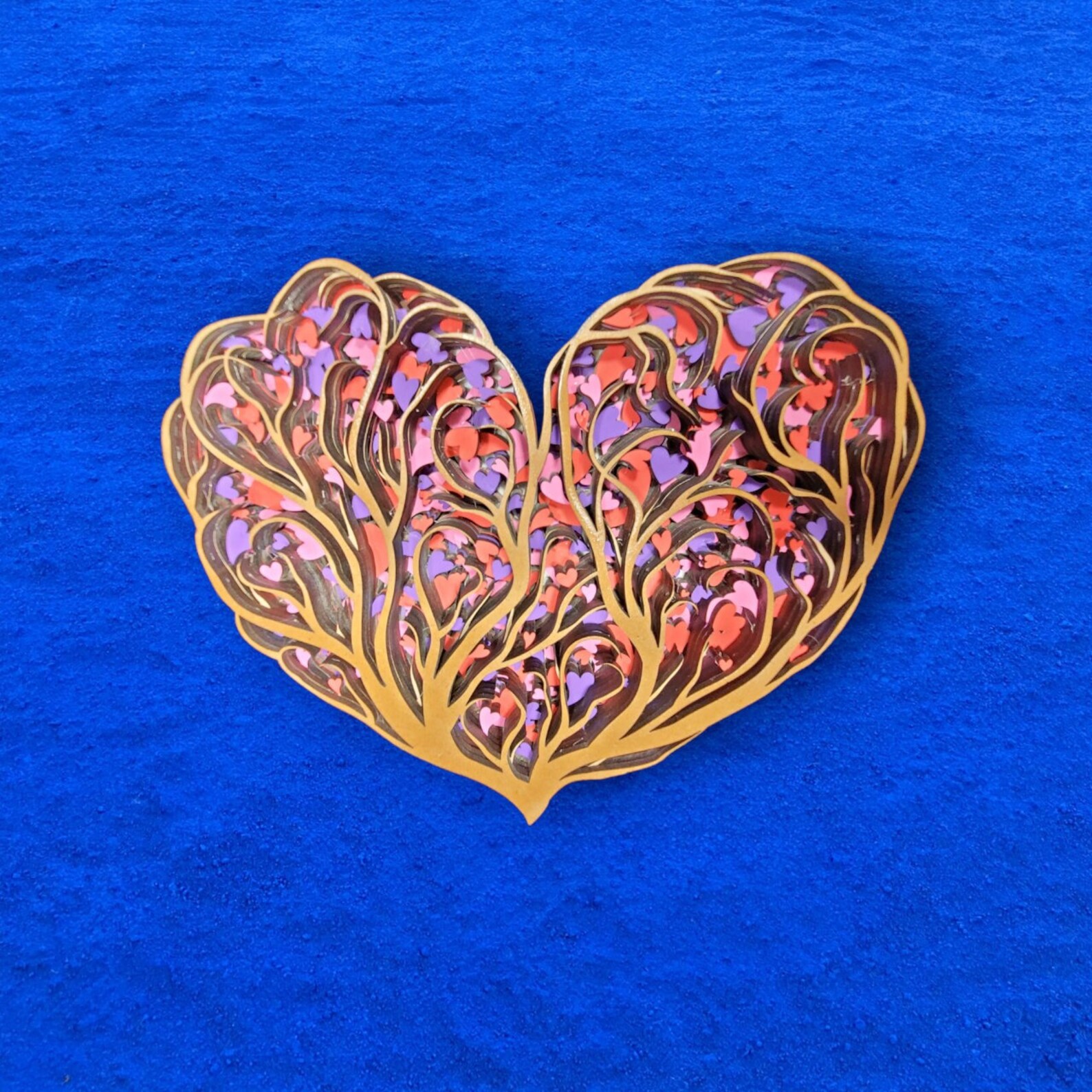 Sacred Geometry Heart 3-D Wood Art Living Room Art Heart Wall Art Laser ...