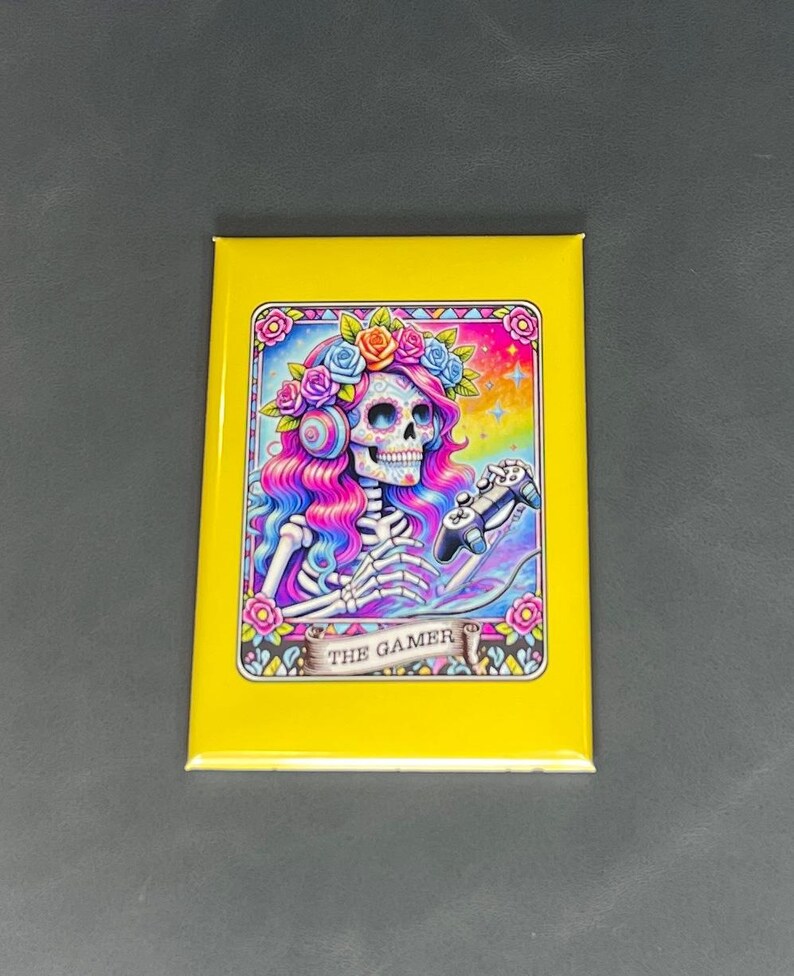 Gamer Girl Skeleton Magnet | Edgy Video Game Decor - Etsy
