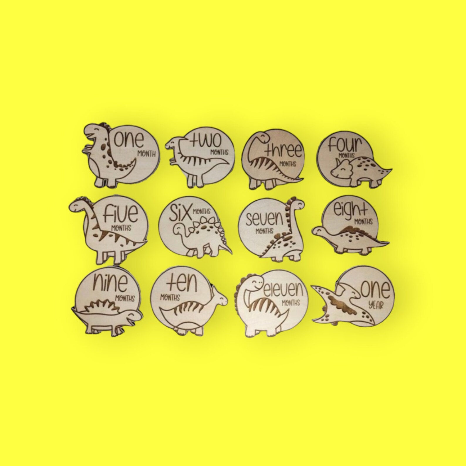 Baby Milestone Markers Dinosaur Theme Monthly Marker Wood Milestone ...