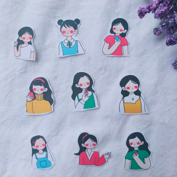 Chibi Girl Stickers Pack Kawaii Stickers Cute Stickers | Etsy