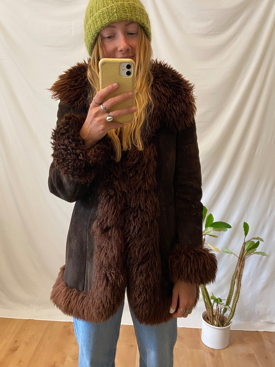 Vintage 70s Penny Lane Coat Dark Brown Fluffy - Etsy