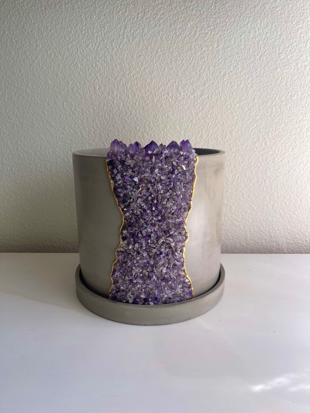 Amethyst Crystal Cement Planter Pot - Etsy