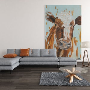 Original Cow Painting by Aharon Vaknin Art, Colourful Animal ,farmhouse ...