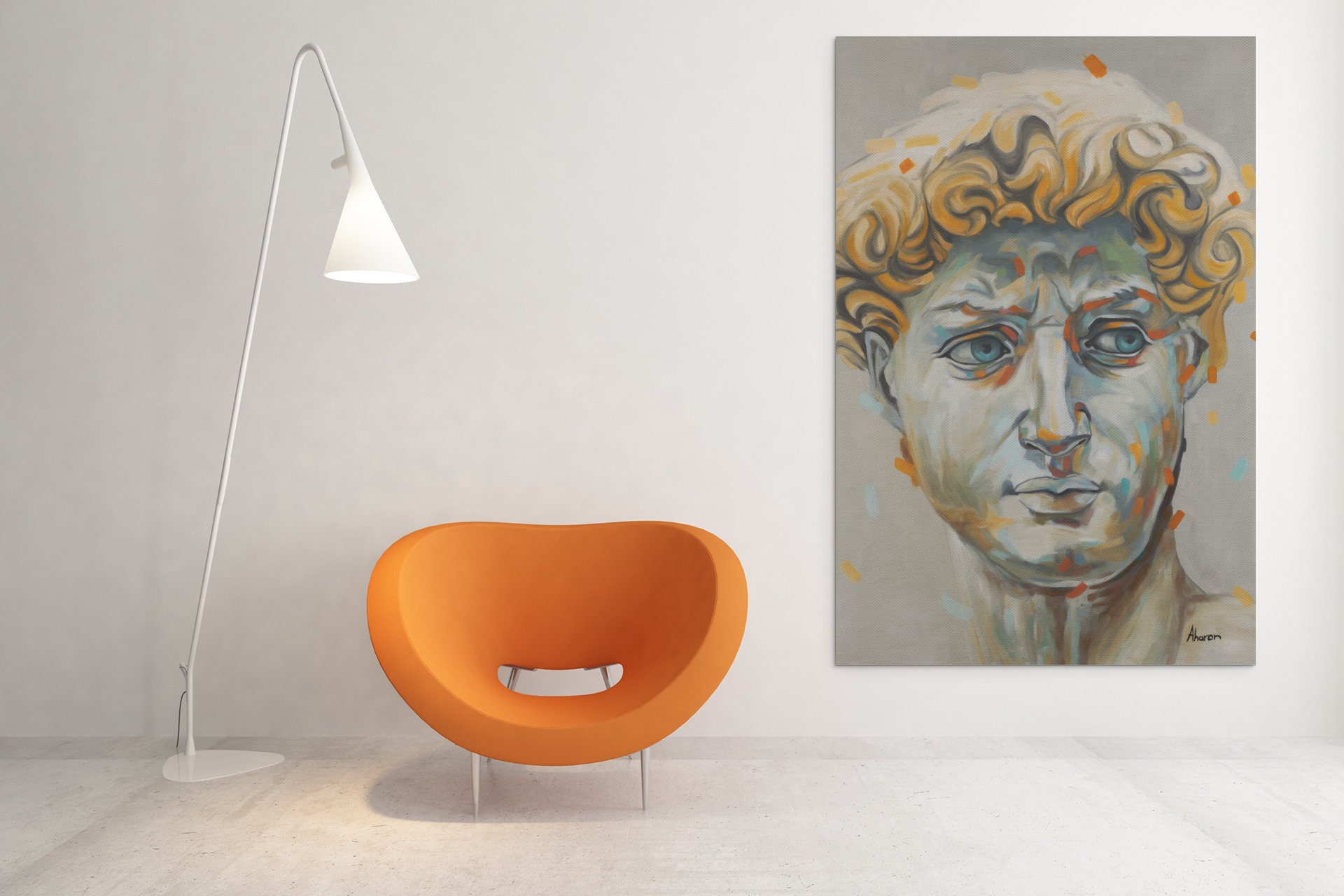 Original Painting a Astatue of David , Art Portrait ,wall Art Decor ...