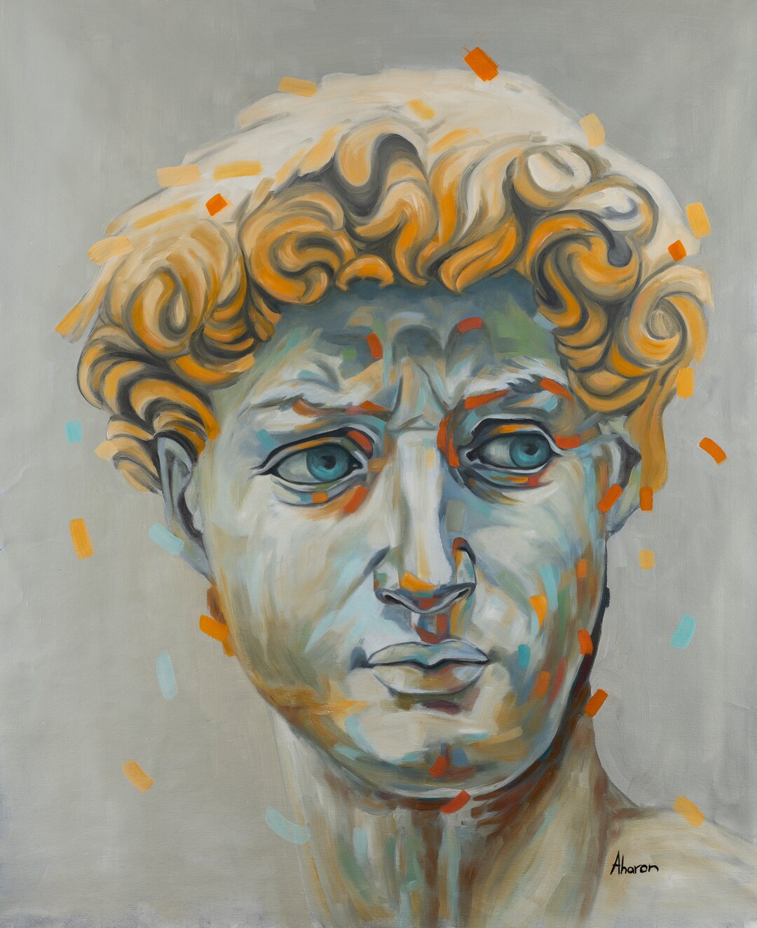 Original Painting a Astatue of David , Art Portrait ,wall Art Decor ...