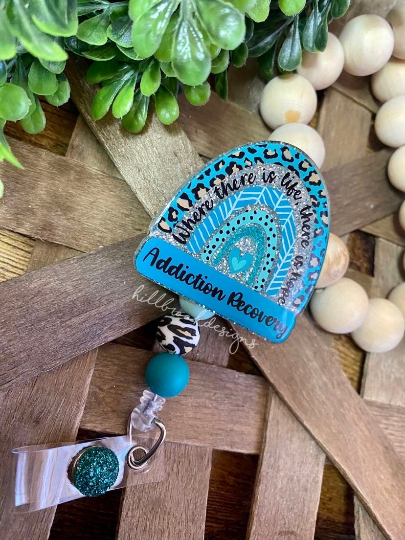 Addiction Recovery Rainbow Beaded Badge Reel Recovery Coach - Etsy